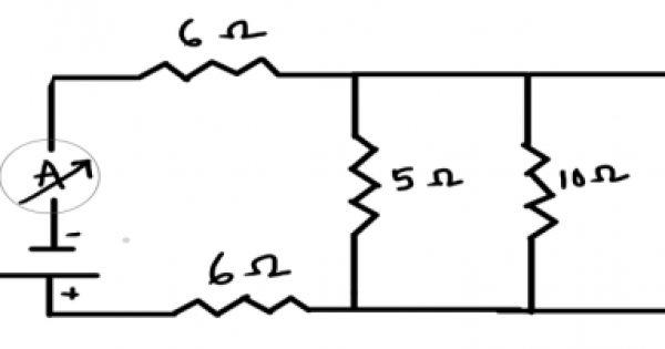 In the above circuit, if the current reading in the ammeter A is 2A ...