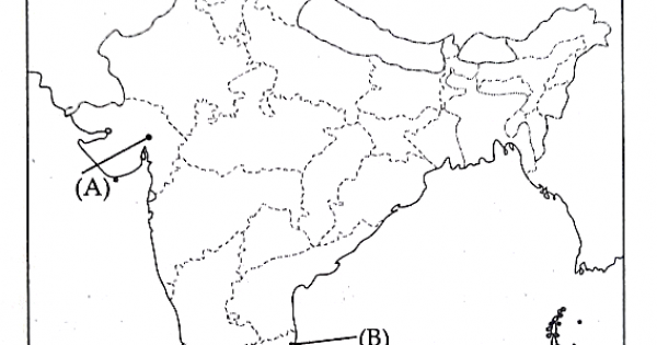 On the outline map of India. Locate and label the following with ...